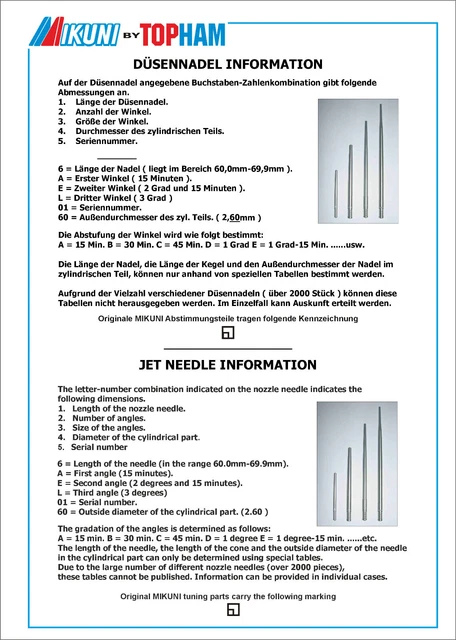 ORIGINAL MIKUNI DÜSENNADELN 8er-Serie / Original Mikuni jet neeedles 8 ...