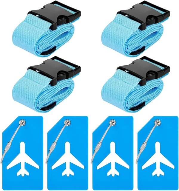 8-PIECE LUGGAGE STRAPS & Silicone Tags Set - Durable Suitcase Belts ...