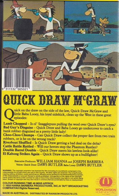QUICK DRAW MCGRAW VIDEO VHS Pal SirH70 £9.42 - PicClick UK