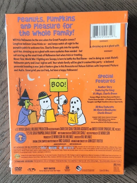 IT'S THE GREAT Pumpkin Charlie Brown DVD - Remastered Deluxe Edition ...