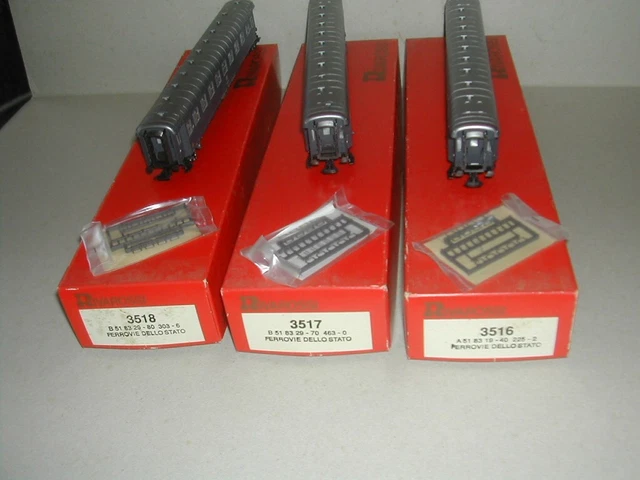 RIVAROSSI H0 TRIS Di Carrozze F.s. 3516-3517-3518 Galletto EUR 99,00 ...