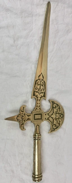 VINTAGE BRASS HALBERD Head, Ceremonial, Reenactment, Halbard, Halbert ...