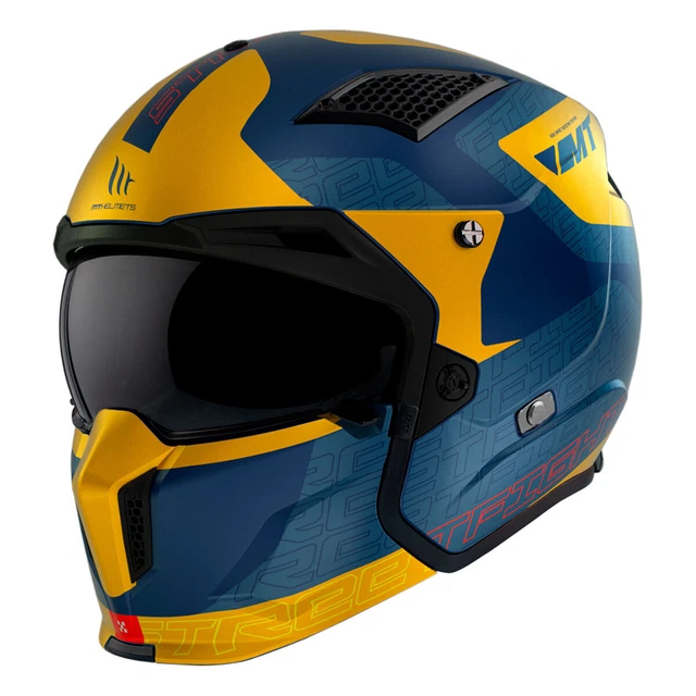 CASCO MODULARE MT Helmets Streetfighter SV S Totem C3 Blu Giallo Opaco ...