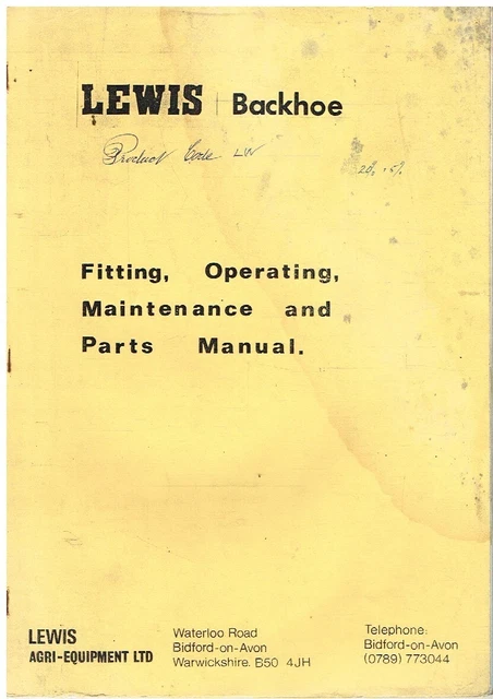 LEWIS LANDLORD 200 Tractor Mounted Backhoe Original Operators Manual ...
