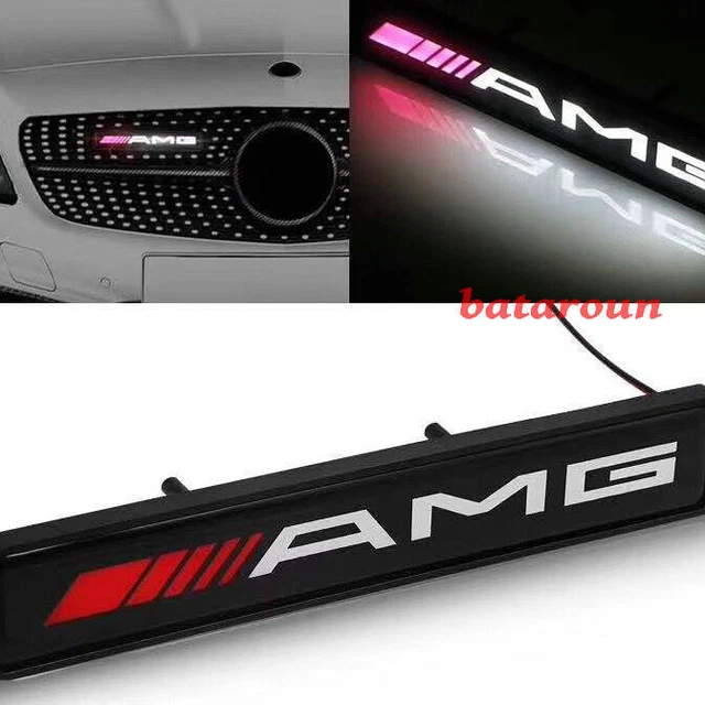 LED LIGHT LUMINOUS AMG Car Front Grille Badge Decal Emblem For Mercedes ...
