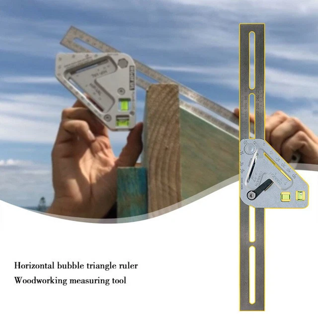 MULTIFUNCTIONAL ANGLE RULER W/ Horizontal Bubble Level Woodwork ...