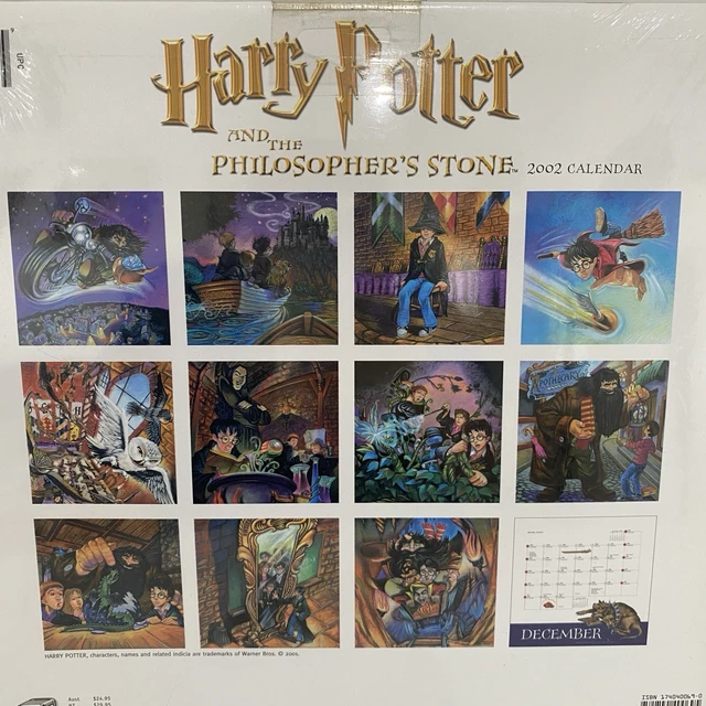 HARRY POTTER PHILOSOPHERS Stone Official 2002 Wall Calendar 12 Month ...