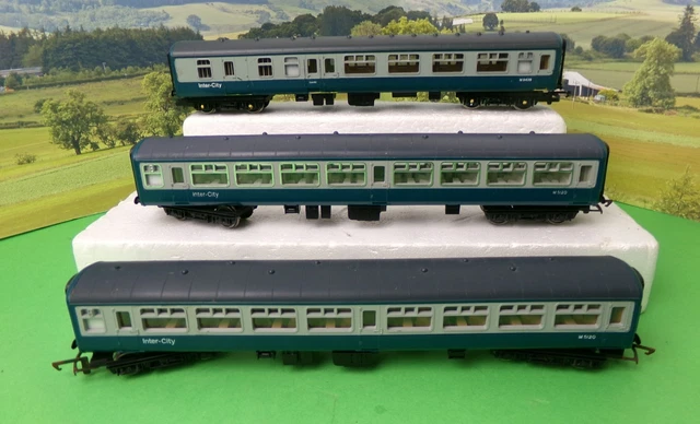 HORNBY BR INTER-CITY Mk2 Coaches Blue Grey set of 3 coaches R968/R969 ...