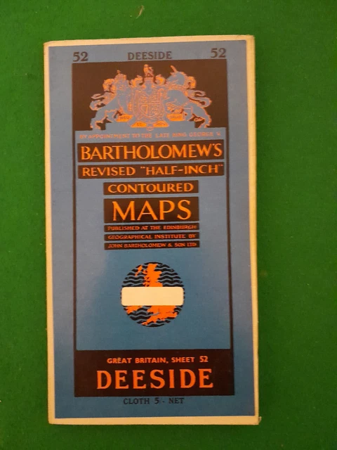 BARTHOLOMEWS CLOTH Half-Inch Contoured Map Deeside Sheet 52 C 1958 £3. ...