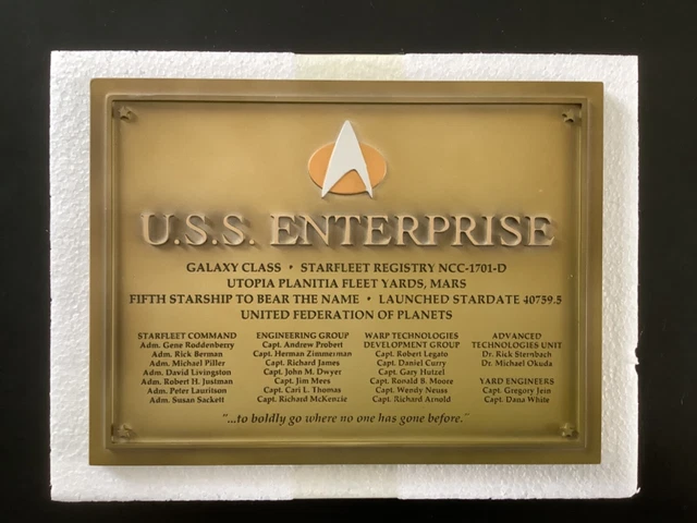 U.S.S. ENTERPRISE NCC-1701-D - DEDICATION PLAQUE / Eaglemoss EUR 45,00 ...