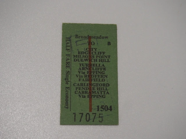 STATE RAIL NSW train ticket BROADMEADOW TO CITY 17075 - 1980's SRA ...