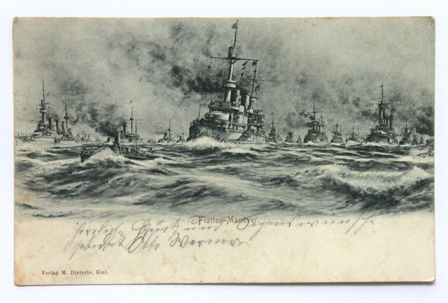 SW AK FLOTTEN-MANÖVER, deutsche Marine Kriegsschiffe Kiel 1902 nach ...