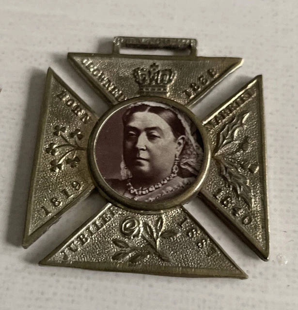 QUEEN VICTORIA GOLDEN Jubilee Cross Medal National Anthem God Save ...