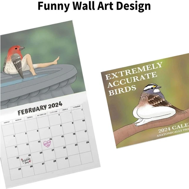 PAPER EXTREMELY ACCURATE Birds Wall Calendar 2024 Calendar Home ...