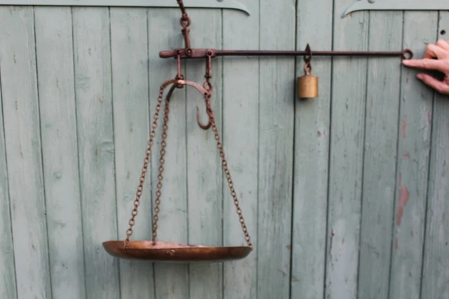 BALANCE ROMAINE ANCIENNE Fléau Contre Poids Coulissant Avec Plateau en ...