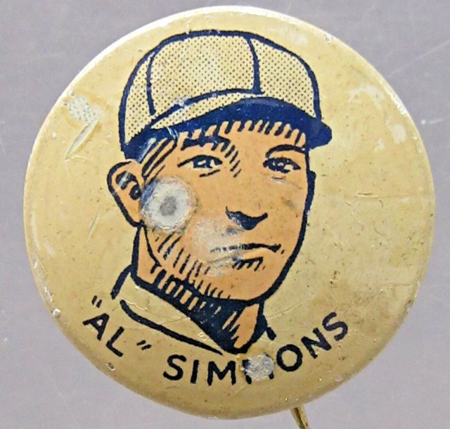 HALL OF FAME 1930 AL SIMMONS Cracker Jack PR4 Baseball Pinback Button ...