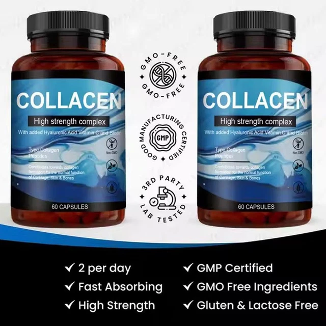 HYDROLISED MARINE COLLAGEN Capsules 1200mg Type 1 Pure Max Strength ...