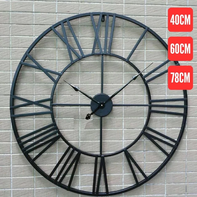 EXTRA LARGE ROMAN Numerals Skeleton Wall Clock Big Giant Open Face ...