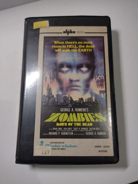 VHS ZOMBIES DAWN OF THE DEAD George a Romero culte original vintage pré ...