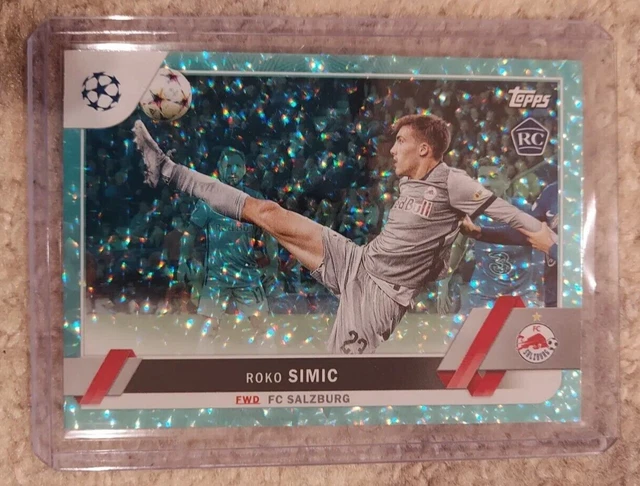 2022-23 TOPPS UEFA Roko Simic #121 Salzbourg RC recrue 307/399 Icy Aqua ...