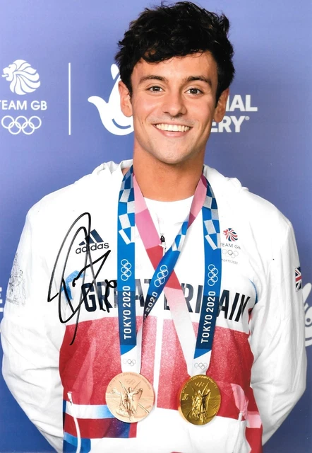 TOM DALEY POSES with his olympic medals after the event signed 12x8 ...