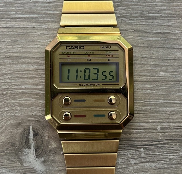 CASIO VINTAGE A100 Series Gold Retro Style Digital Classic Watch ...