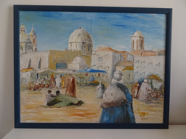 GRAND TABLEAU ORIENTALISTE Signé 68 x 54 cm Afrique du Nord Maghreb EUR ...