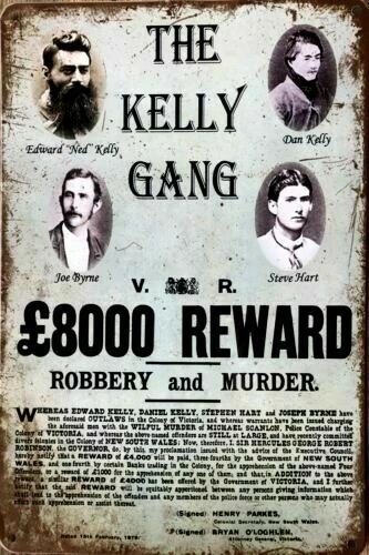 Ned Kelly Garage Rustic Look Vintage Tin Signs Man Cave Shed And Bar