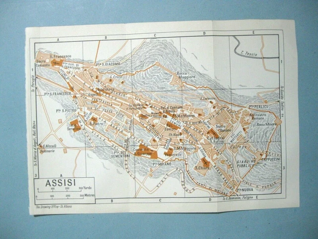 MAPPA ANTICA CARTA Pianta Citta Di Assisi 1939 EUR 5,00 - PicClick IT