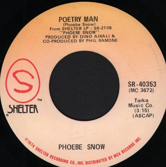 PHOEBE SNOW POETRY Man 7" vinyl USA Shelter 1974 SR40353 £4.56 ...