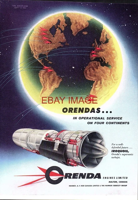 1957 ADVERT ORENDA 'IROQUOIS' Supersonic Turbojet Aero Engines Original ...