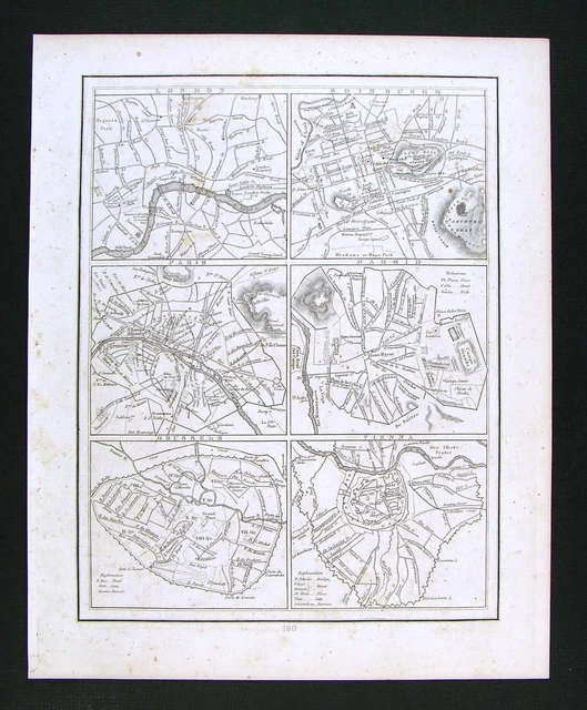 1835 BRADFORD MAP London Paris Madrid Edinburgh Brussels Vienna Europe ...
