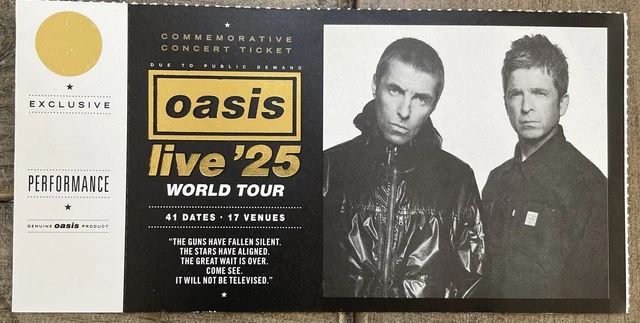 OASIS LIVE ’25 Souvenir Ticket Official Ticketmaster Genuine (No Date ...