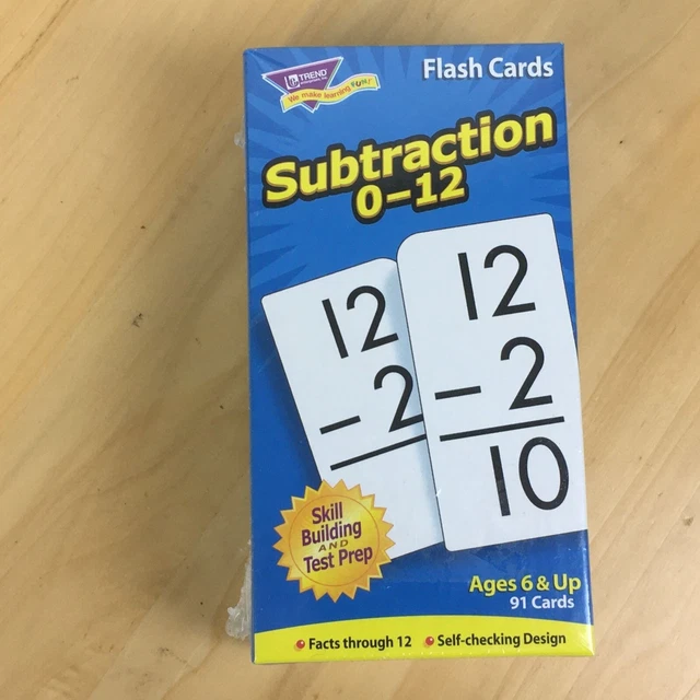 NEW TREND SUBTRACTION 0-12 Flash Cards Skill Building Test Prep Ages 6 ...