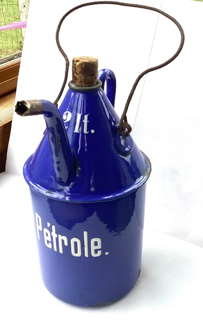 ANCIEN BIDON ÉMAILLÉ À Pétrole 2Lt Enameled Oil Can 2Lt Emaillierte ...
