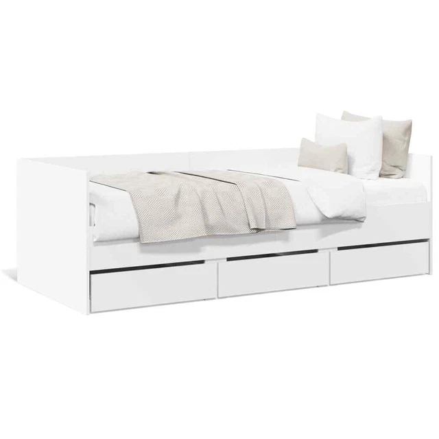 VIDAXL DAYBED WITH Drawers White 75x190 cm Engineered Wood LSO UK £248.66 - PicClick UK