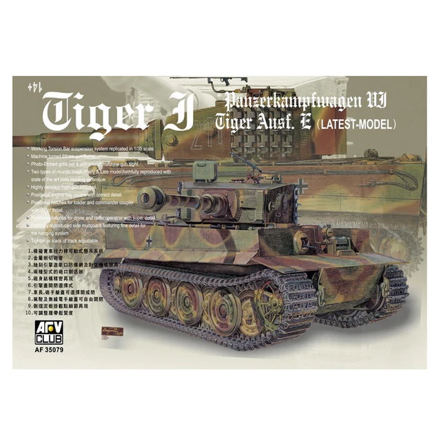 AFV CLUB TIGER I Tank Model Kit Ausf. E Latest Model Spec WW2 Era Scale ...