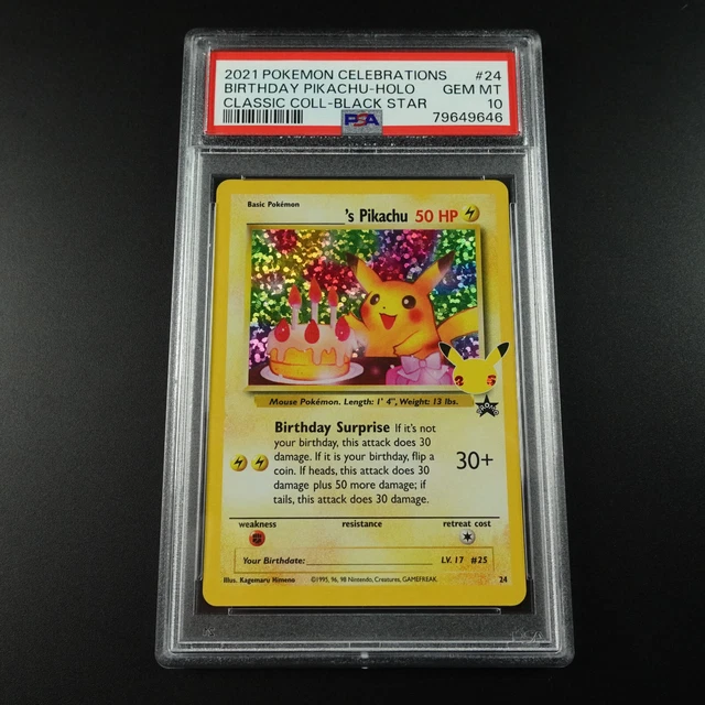 PSA 10 BIRTHDAY Pikachu 24 Celebrations Classic Collection Holo Pokemon Card EUR 52,42 - PicClick IT
