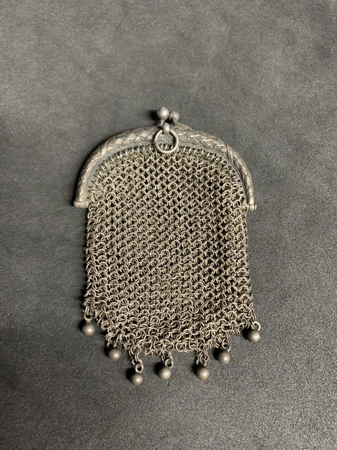 ANCIENNE BOURSE AUMÔNIÈRE En Argent Massif Vintage Porte Monnaie Écu ...