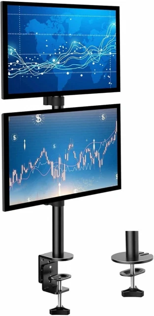 HUANUO DUAL MONITOR Stand - Vertical Stack Screen Supports Two 13 to 32 ...