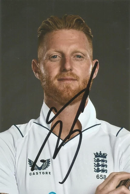 ENGLAND CRICKET: BEN STOKES SIGNED 6x4 TEST PORTRAIT PHOTO+COA *THE ...