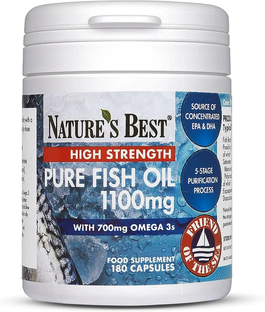 PURE FISH OIL Capsules High Strength | 1100mg | 180 Capsules | One-A ...