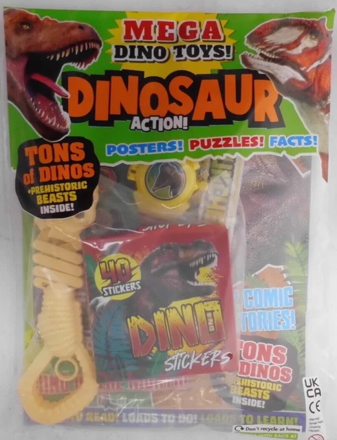 DINOSAUR ACTION MAGAZINE #185 2024 Posters, Puzzles, Facts + Mega! Dino ...