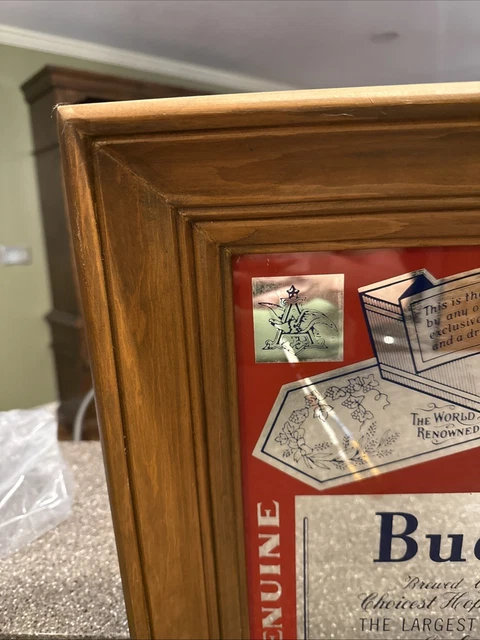 1979 ANHEUSER BUSCH Budweiser Beer Wood Framed Mirror Wall Sign 24x9 ...