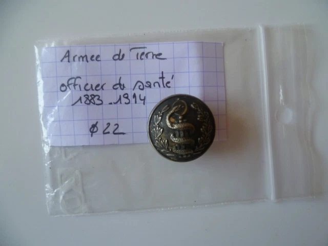 BOUTON D'UNIFORME ARMÉE de terre Officier de santé 1883 1914 EUR 2,00 ...