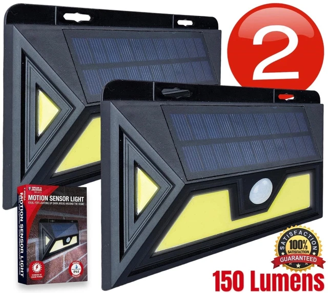 2 X LED Solar Powered PIR Motion Sensor Wall Light Outdoor Garden ...