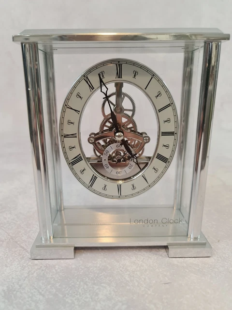 LONDON CLOCK SILVER Simple Frame Skeleton Mantel Clock - Working £39.00 ...
