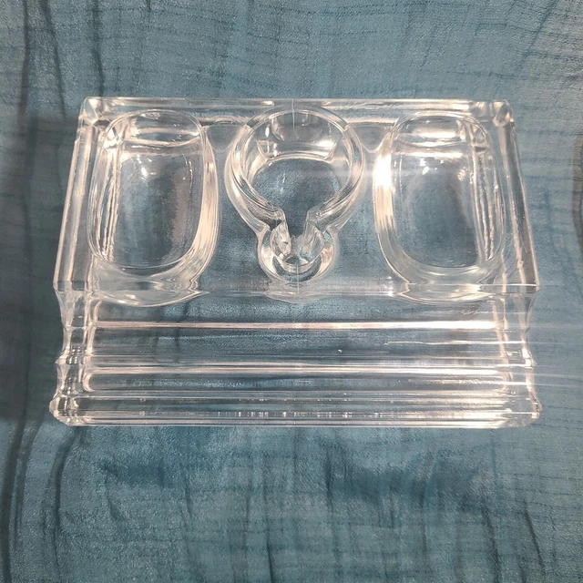 FRANK A. WEEKS Paragon Art Deco Clear Glass Desk Inkwell Pen Organizer ...