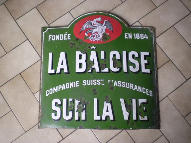 PLAQUE ÉMAILLÉE ANCIENNE, bombée, La Bâloise, assurance suisse EUR 52,00 - PicClick FR