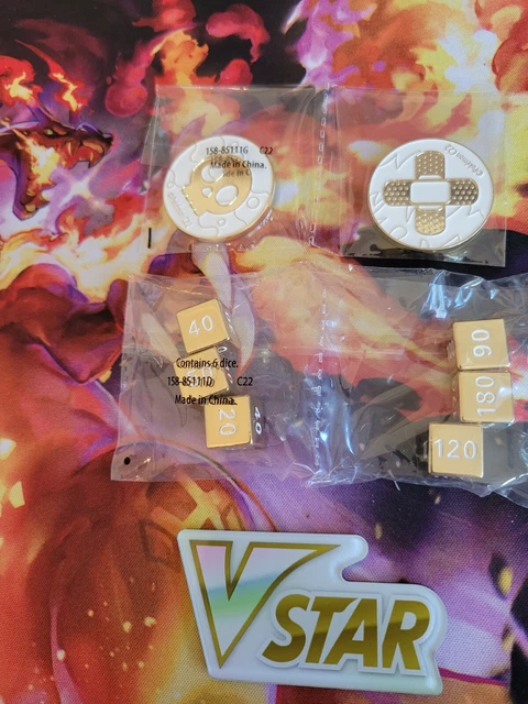CHARIZARD ULTRA PREMIUM collection UPC Metal Gold Damage Counter Dice ...